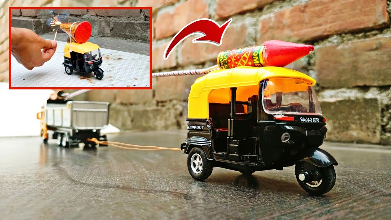Auto rikshaw toy UNBOXING | Auto rickshaw vs Diwali rocket vs anar ...
