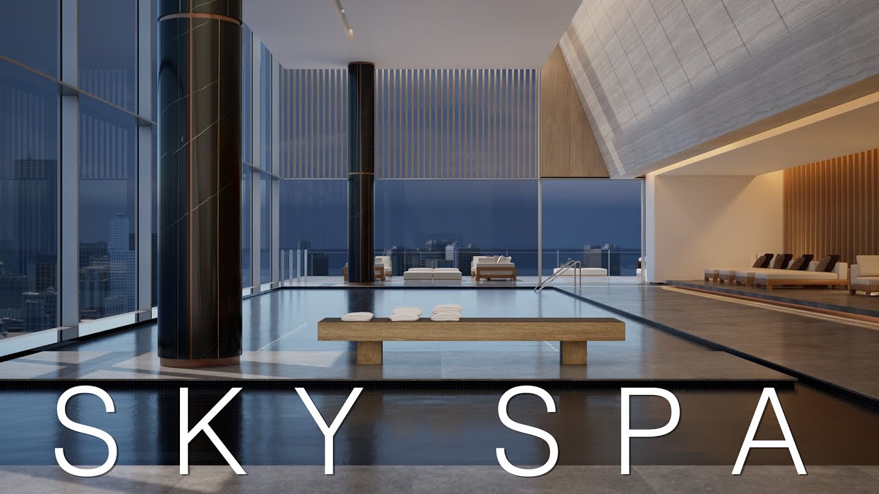 Pool and spa on the 50th floor of a new contemporary high rise ...