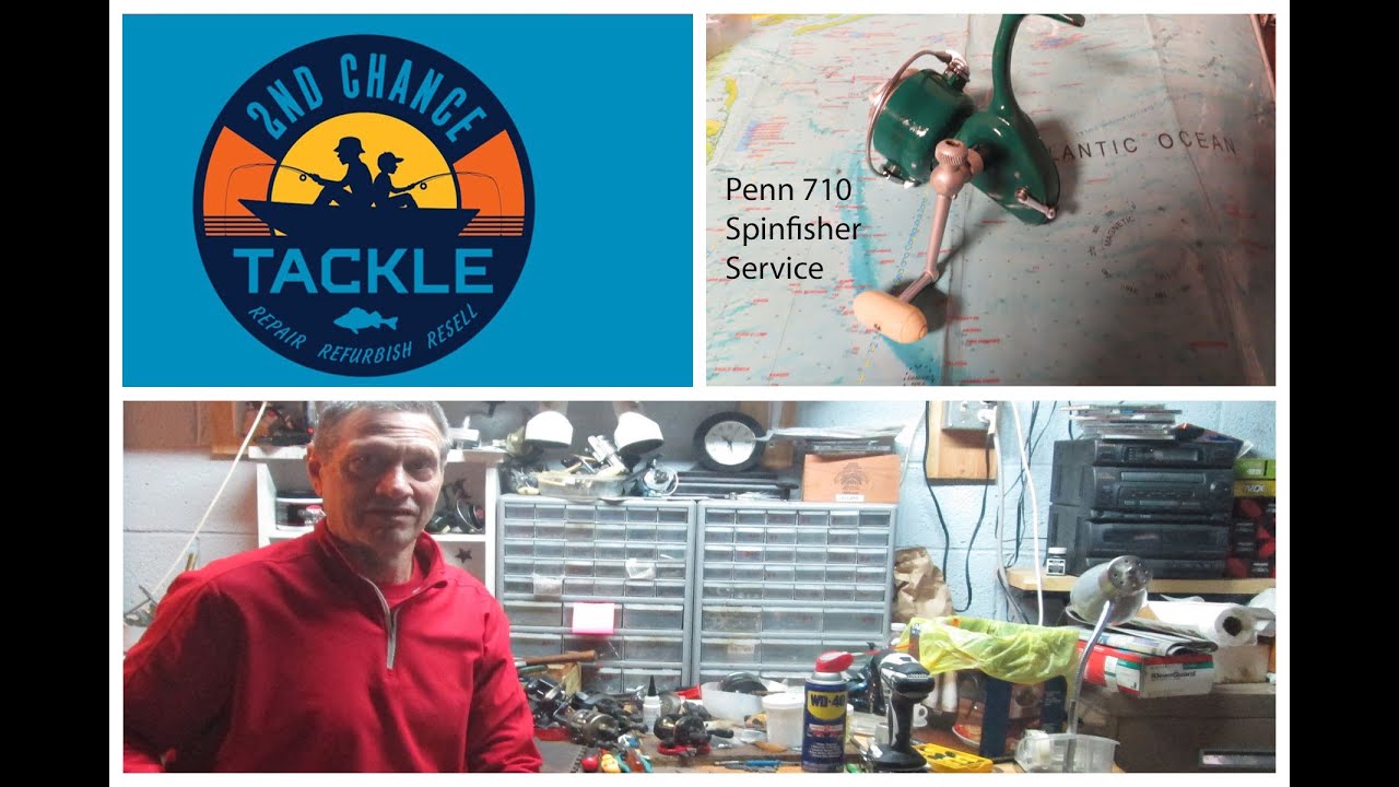 Penn 710 SpinFisher greenie fishing reel how to service - YouTube