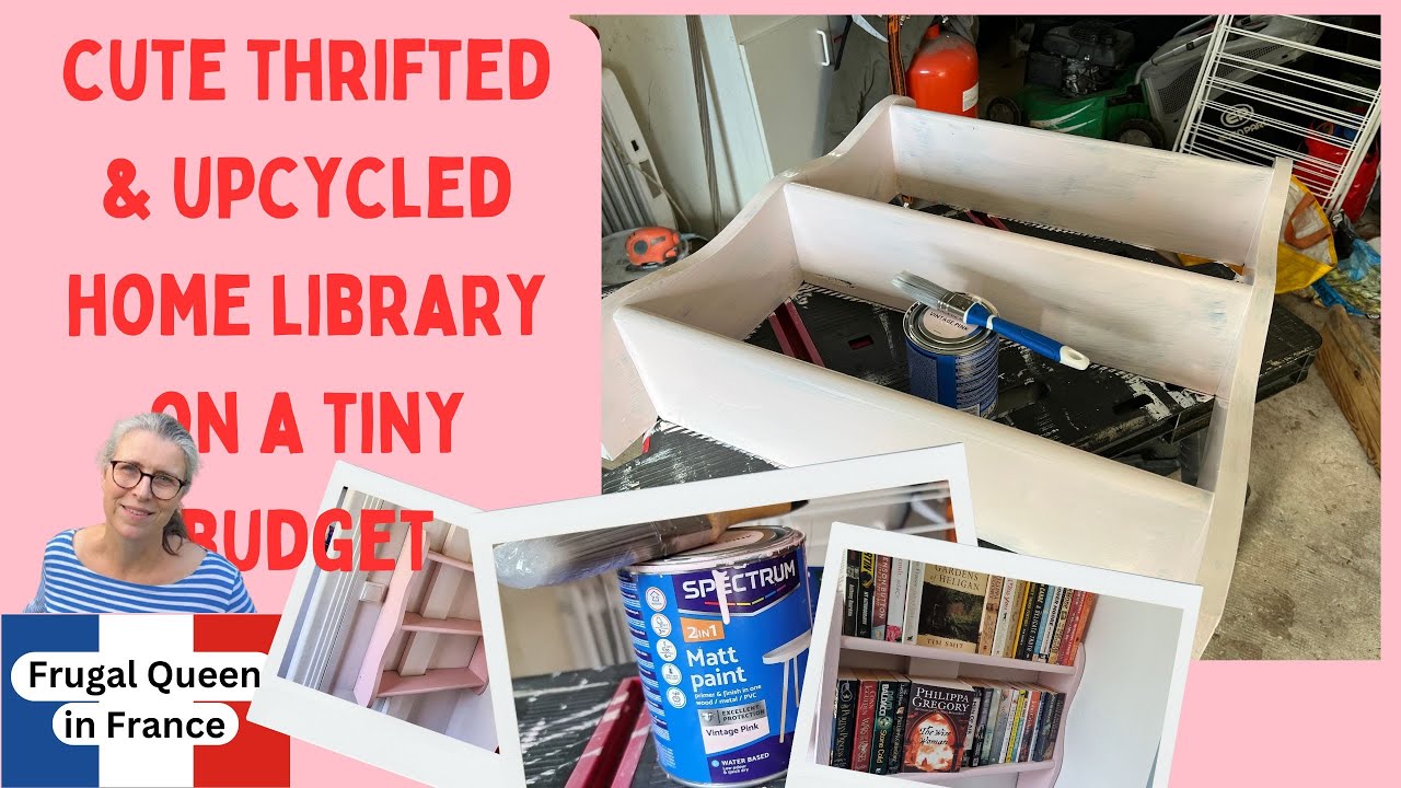 Cute thrifted and upcycled home library on a tiny budget. #diy # ...