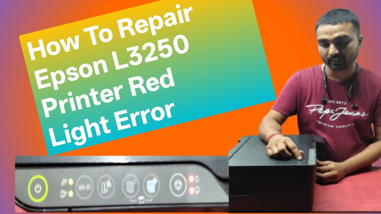 Epson L3250 Printer Red Light Error - YouTube