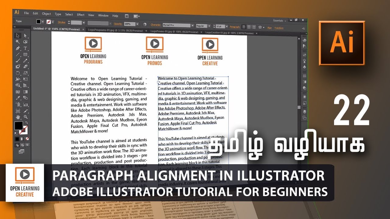 Adobe Illustrator Tutorial | Paragraph Alignment in Illustrator ...