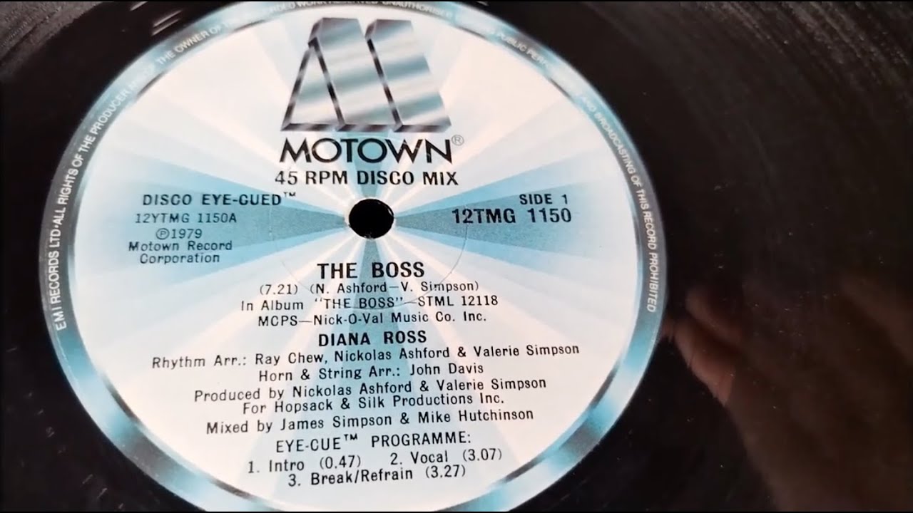 The Boss 45rpm Disco Mix ~ Diana Ross ~ 1979 12" Vinyl Motown SIngle ...