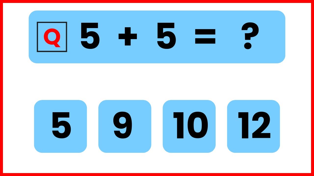 Addition Quiz For Kids | Math Quiz | Mental Math Quiz - YouTube