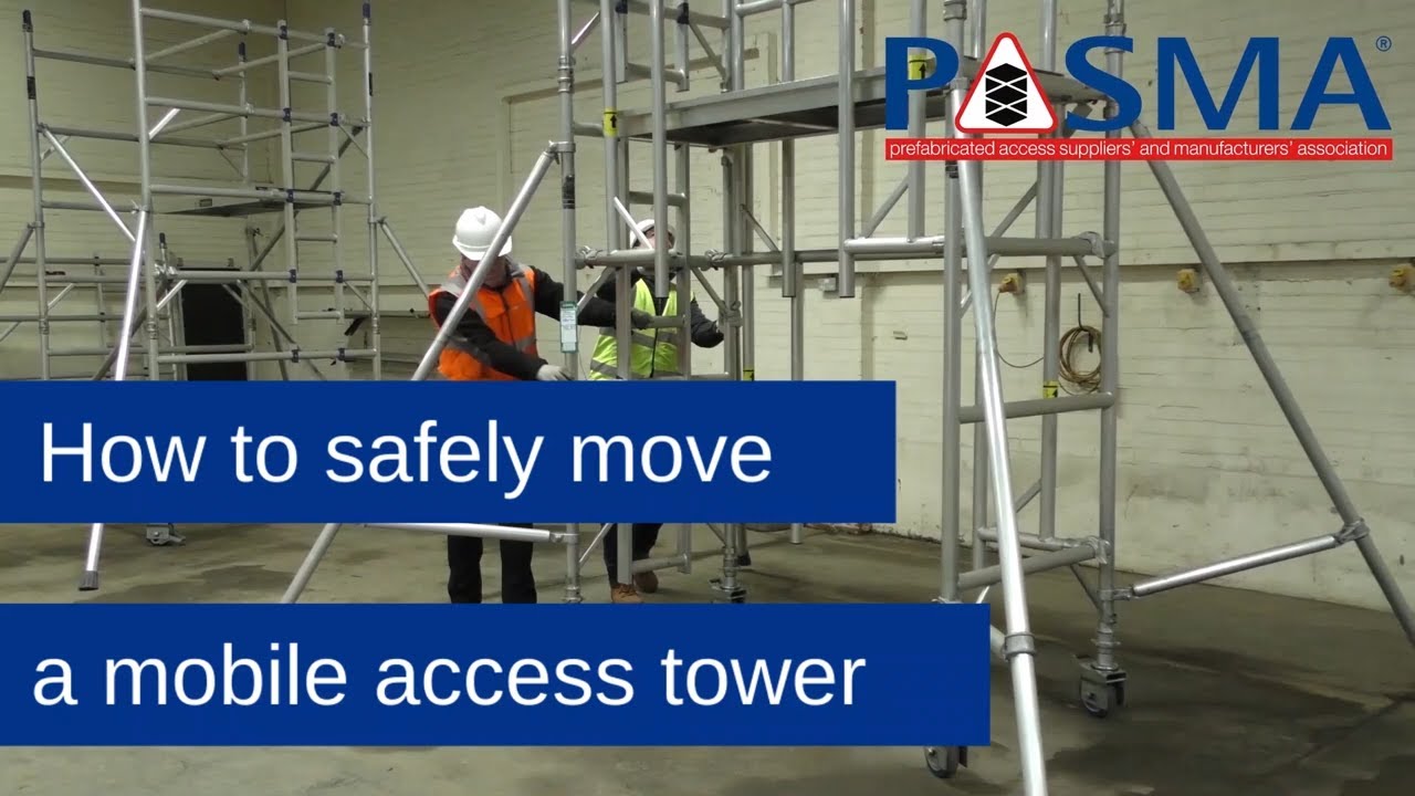 How to safely move a mobile access tower - YouTube