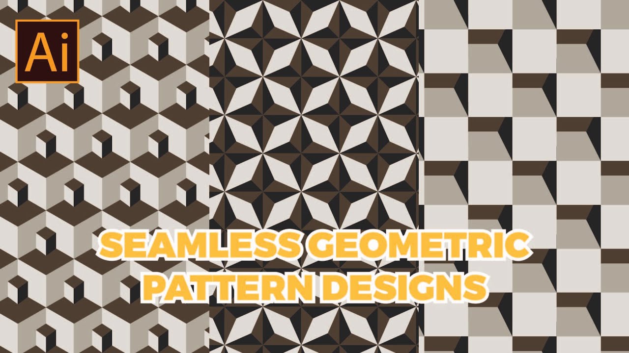 Create 3 geometric pattern designs - Adobe illustrator Tutorial - YouTube