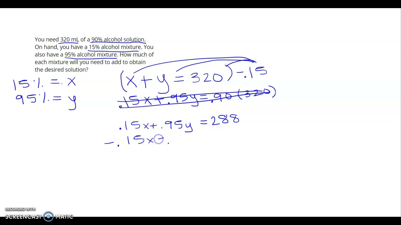 System of Equations-Mixture Percentages - YouTube