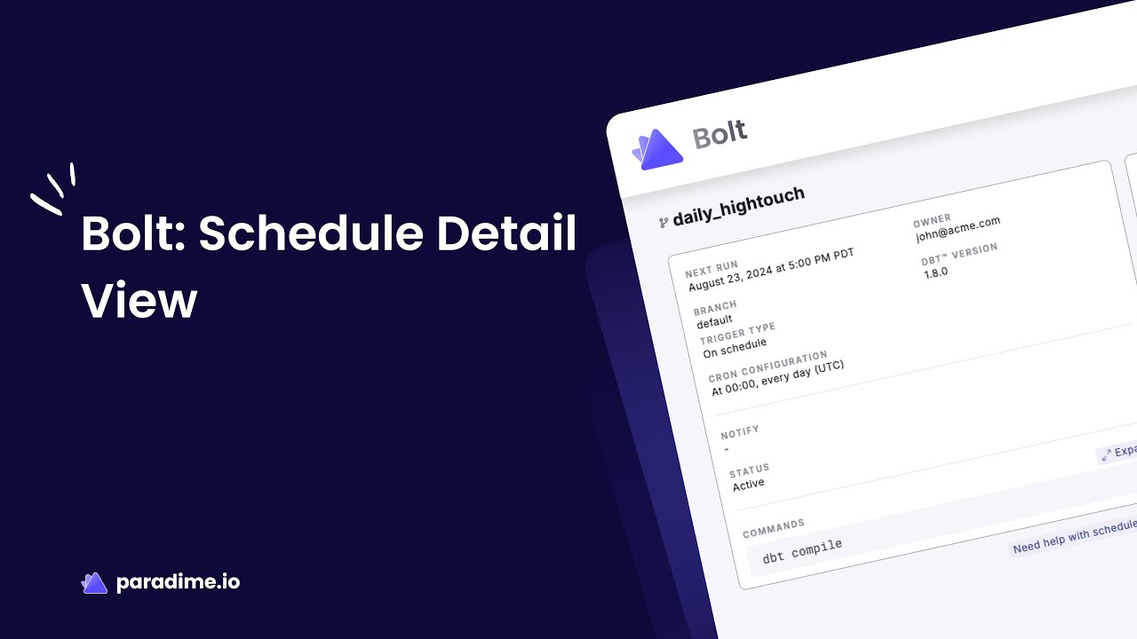 Bolt | Schedule Detail View - YouTube