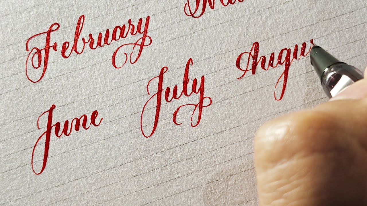 Names of the months in Cursive handwriting | Cursive handwriting ...