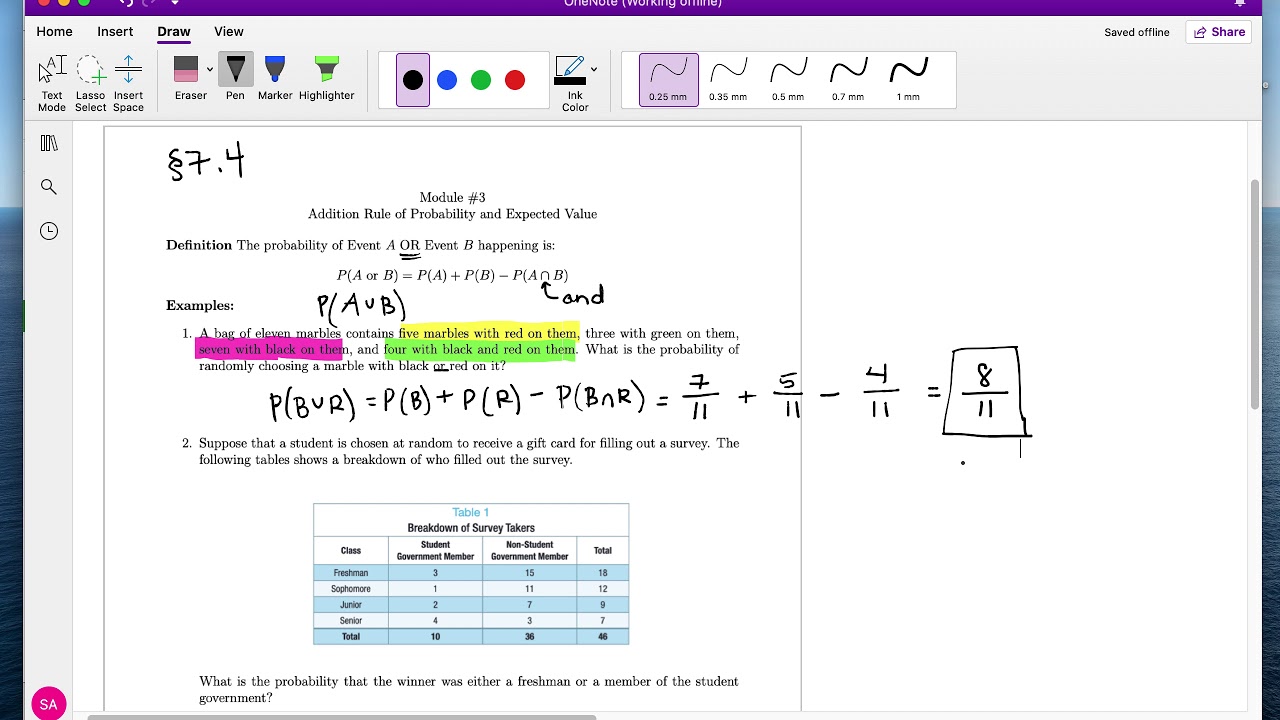 1332 Addition Rule of Probability Part 1 - YouTube