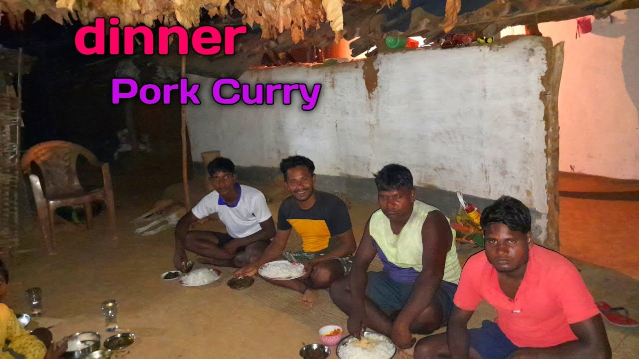 Eating Pork Curry,Dinner Show,Eating Show,Full Family Eating,Rice And ...