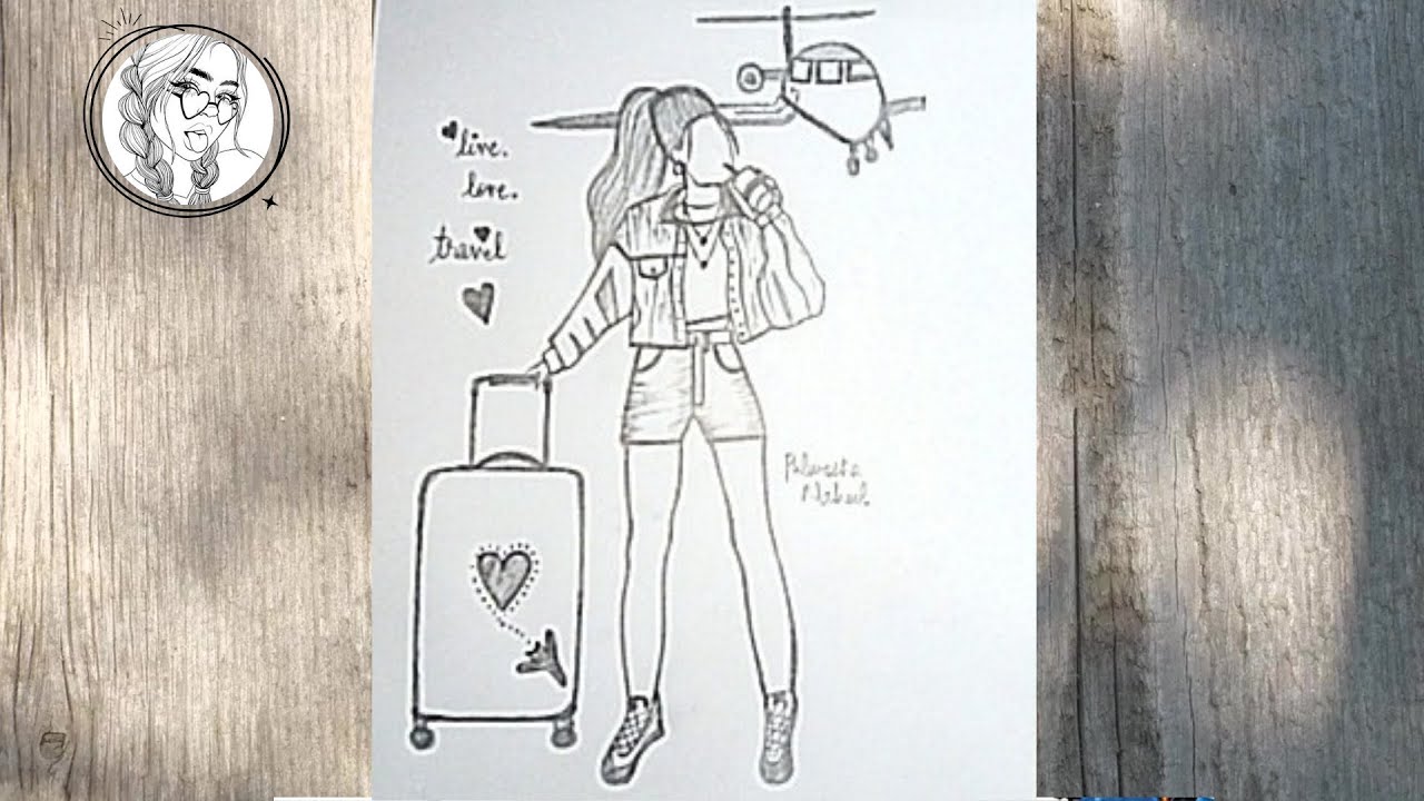 How to draw a girl with luggage || Pencil sketch for beginners - YouTube