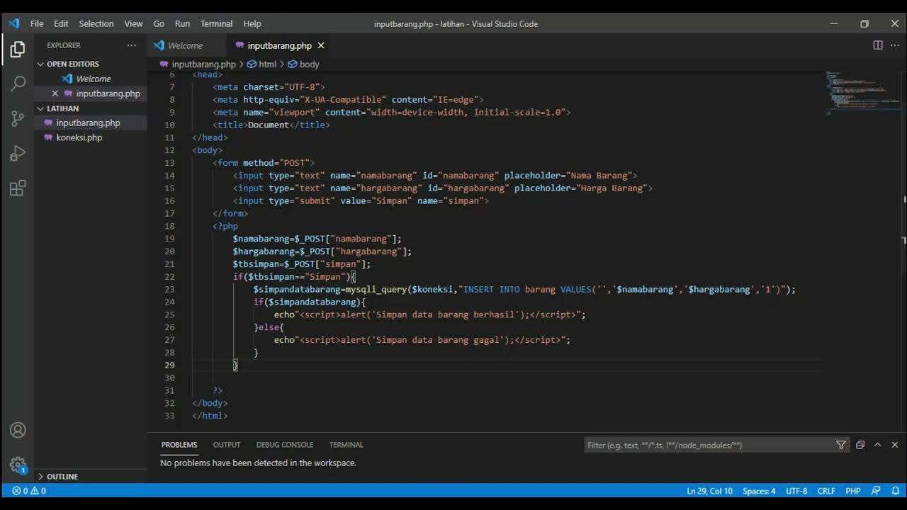 cara menyimpan data di database dengan php - YouTube