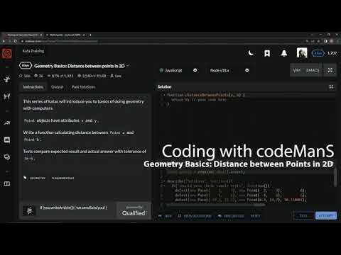 Codewars 8 kyu Geometry Basics: Distance between points in 2D Javascript - YouTube