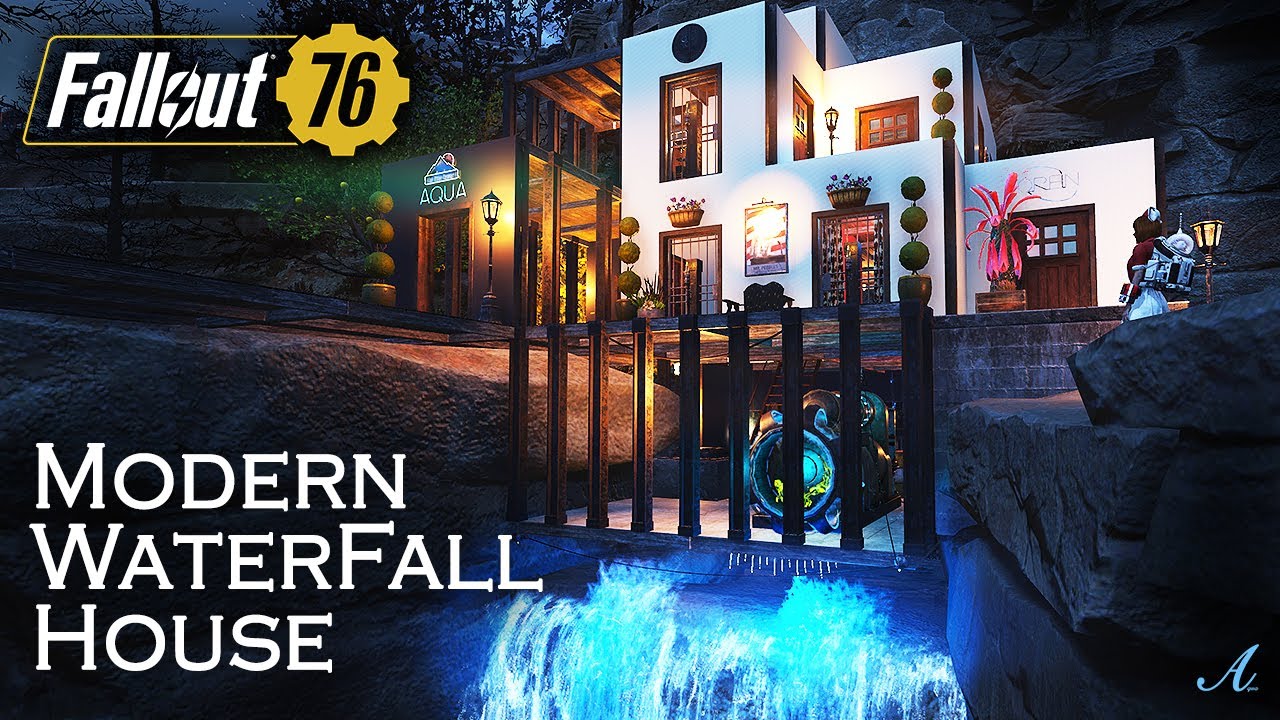 Fallout 76 - Modern Waterfall House build w/ tutorial - YouTube