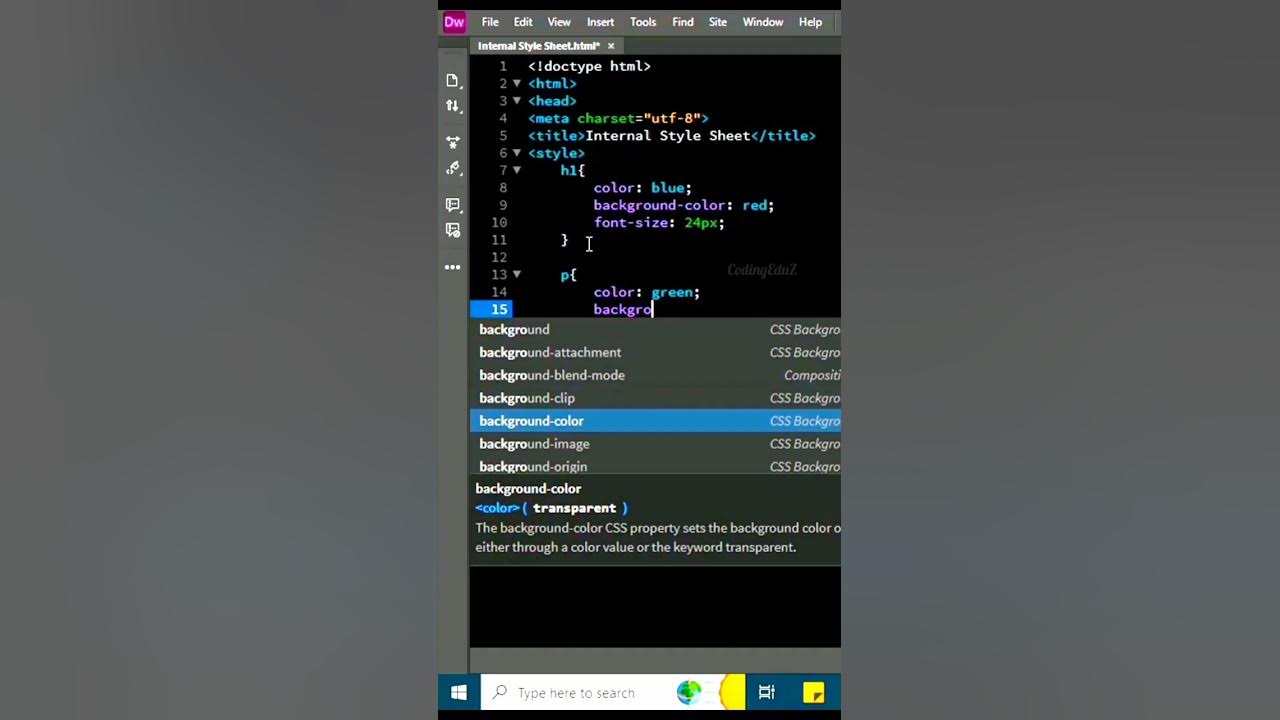 Simple Way of Using CSS in HTML | Internal Style Sheet | CSS | ISS | Easy Style #css #css3 #html ...