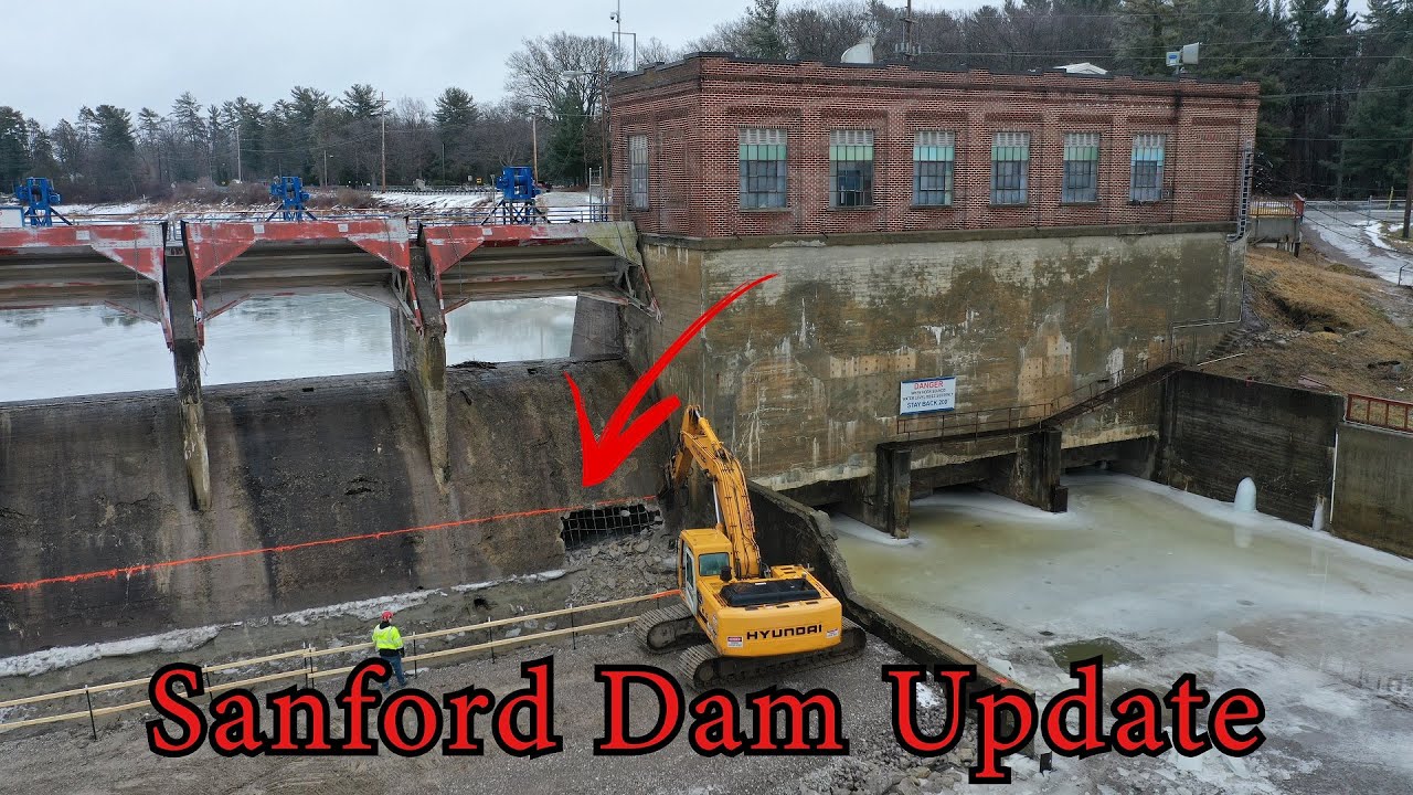 Spillway Removal Begins Sanford Dam! - Update - Tainter Gates Lowered ...