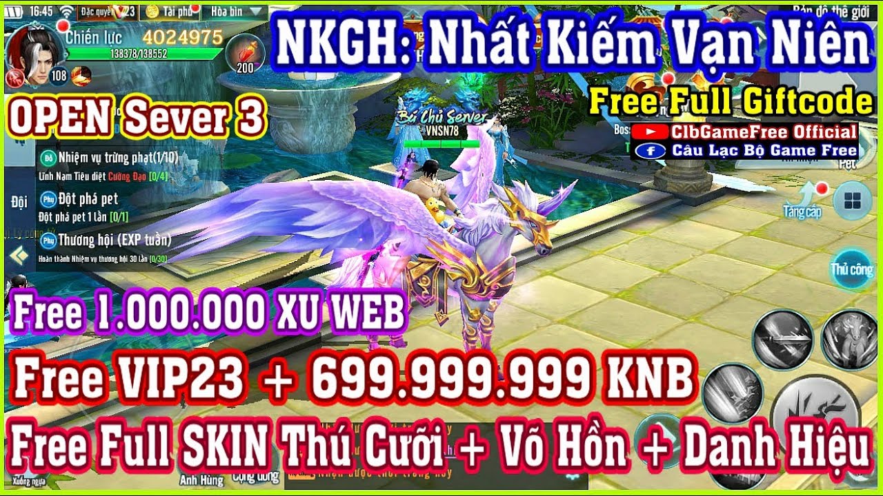 《MobileGame》NKGH: Vạn Niên - Free VIP23 + 699M KNB + 1 Triệu XU WEB ...