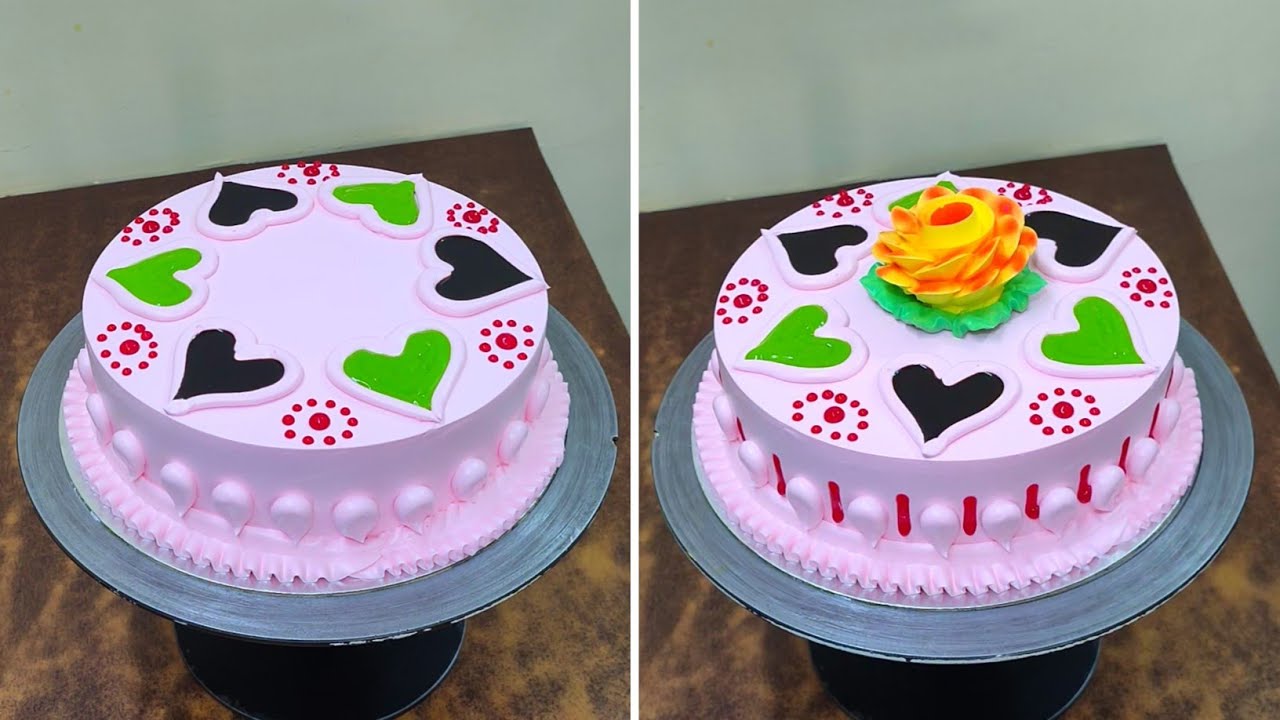 Light Pink Mini Hearts Cake Design | Beautiful New Cake Design ...