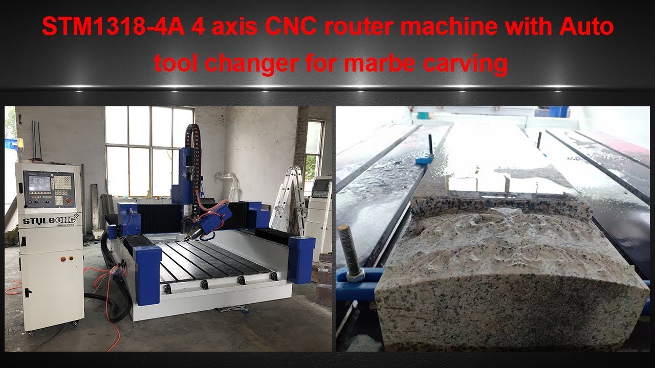 Small 4 axis ATC CNC router for carving stone and marble - YouTube