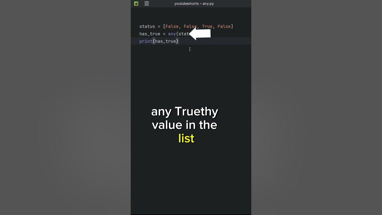 Python any() Built-in Function Explained in 20 Seconds! 🚀 - YouTube