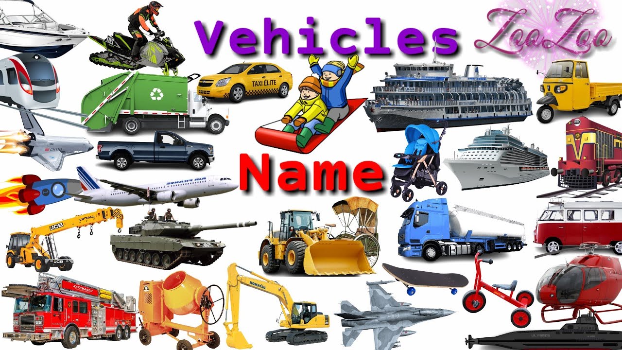 Vehicles name in english | Transport vehicles name | Learn Transport ...