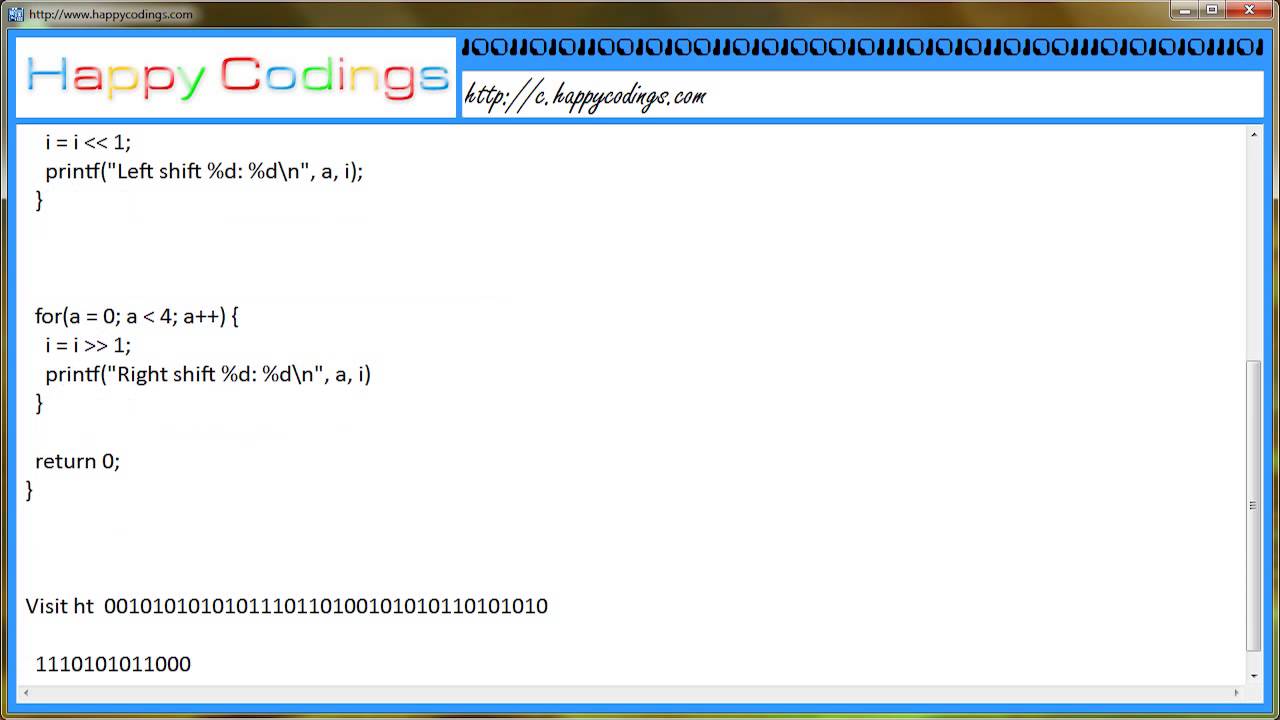A bit shift c code example - YouTube