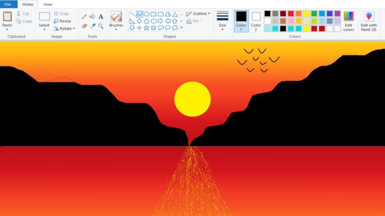 nice scenery in ms paint ll ms paint drawing in ms paint ll how to make ...