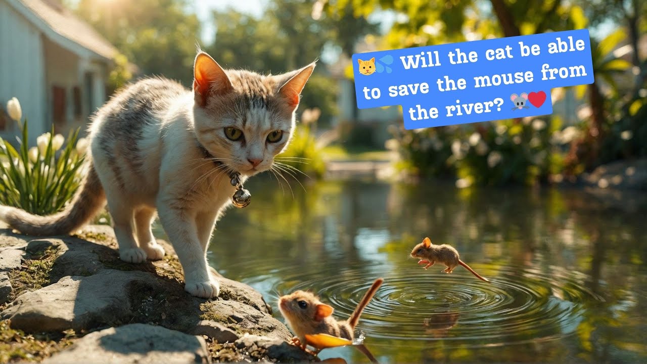 Cat Hero Rescues Mouse from Drowning in the River - YouTube