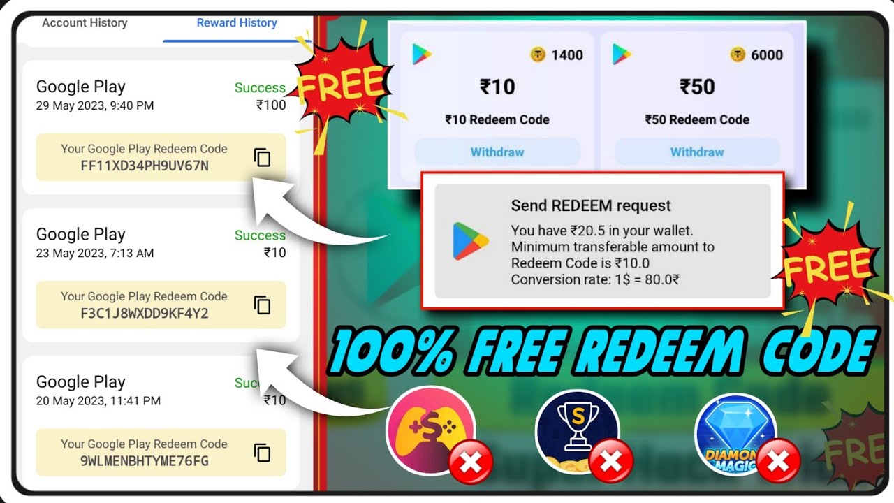 Unlimited FREE REDEEM CODE Today | Free Google Play Redeem code ...
