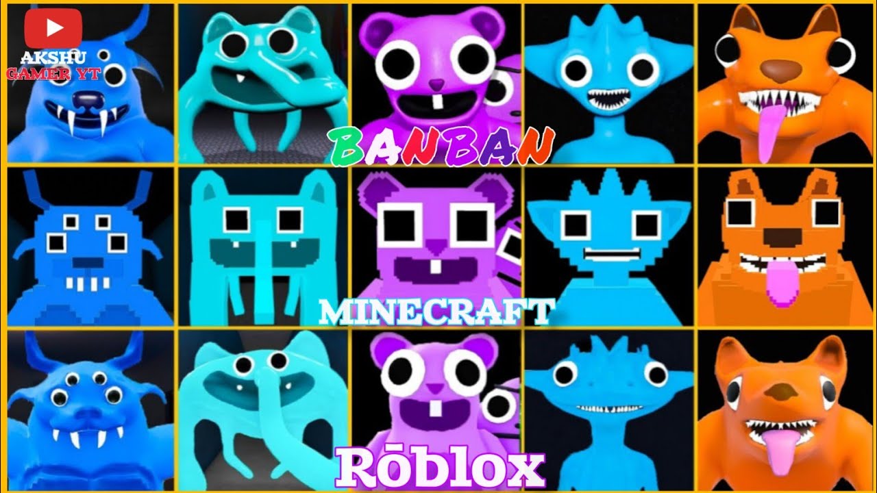 GARTEN OF BANBAN 4 ALL JUMPSCARES VS ROBLOX VS MINECRAFT | Nabnab ...