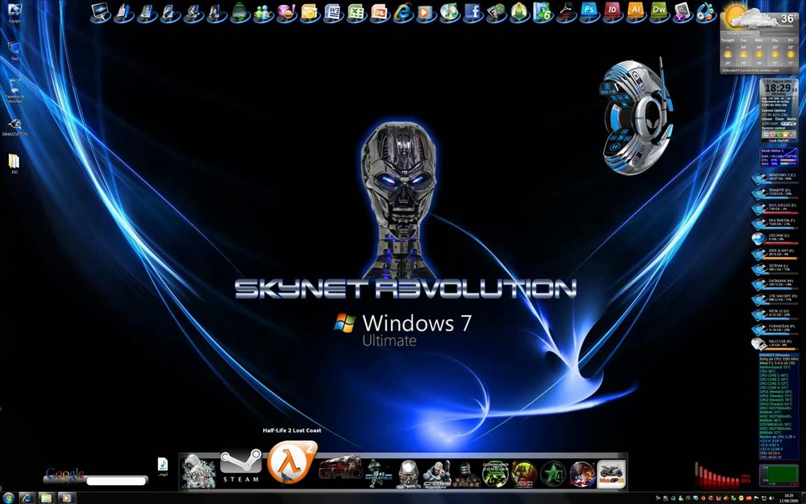 Windows 7 Ultimate Final RTM - Skynet Desktop Revolution - YouTube