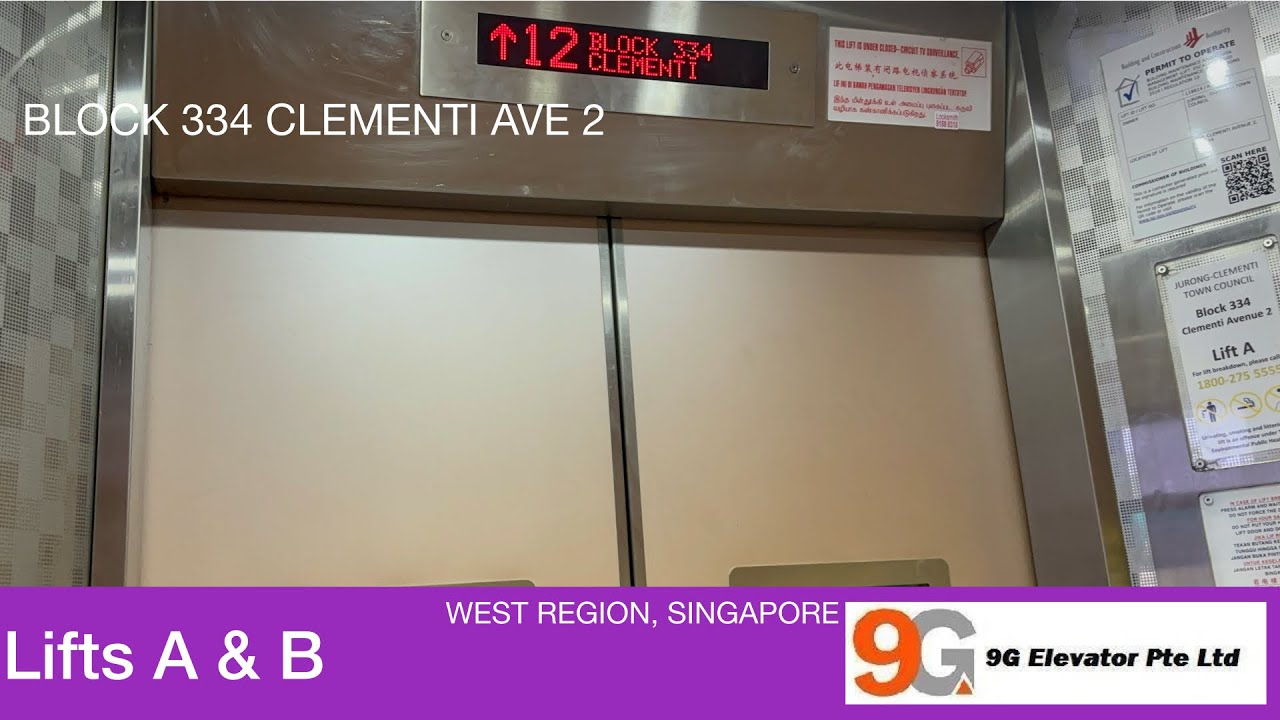 HDB Block 334 Clementi || 9G Elevator (Lifts A & B) - YouTube
