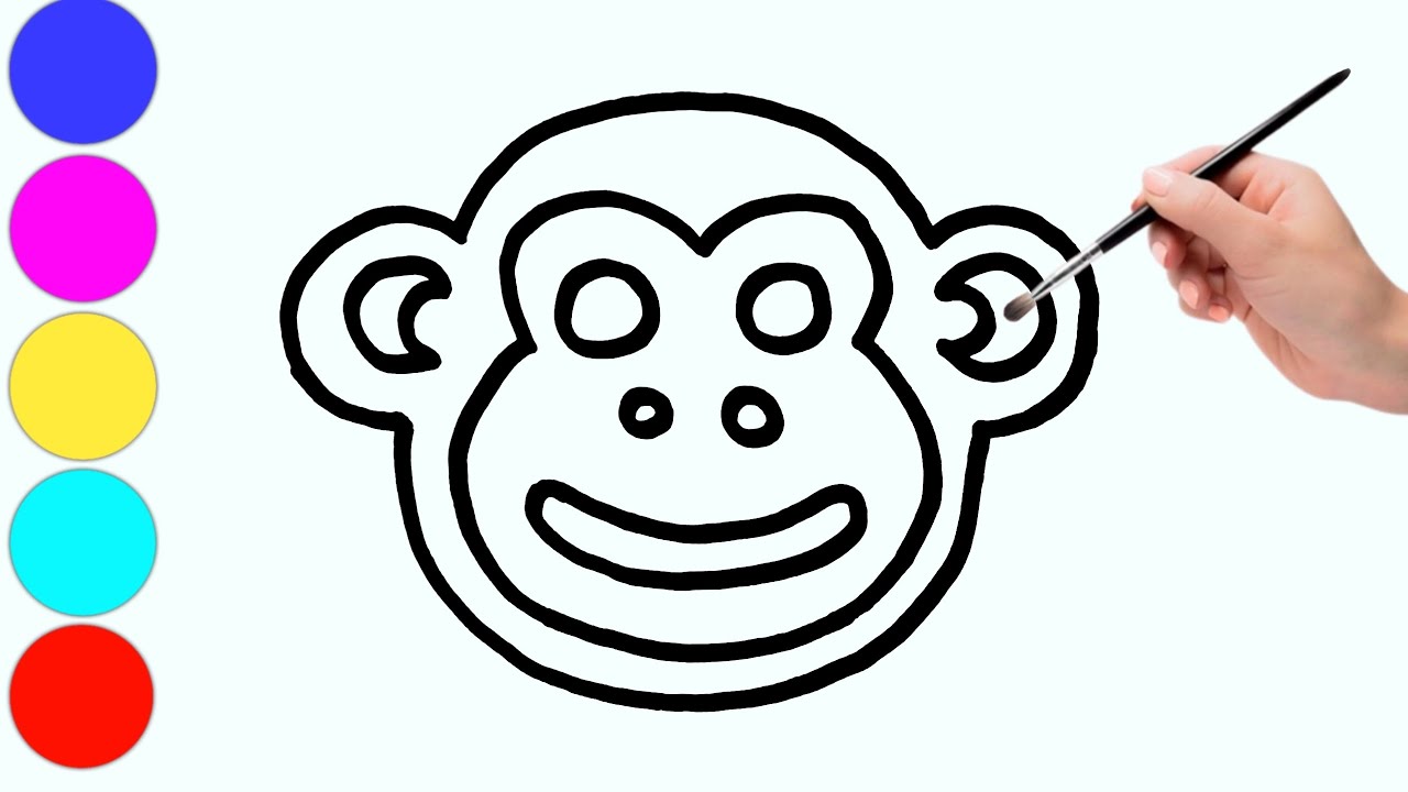 Easy monkey face drawing।।Monkey face art।।drawing for kids।।kids ...