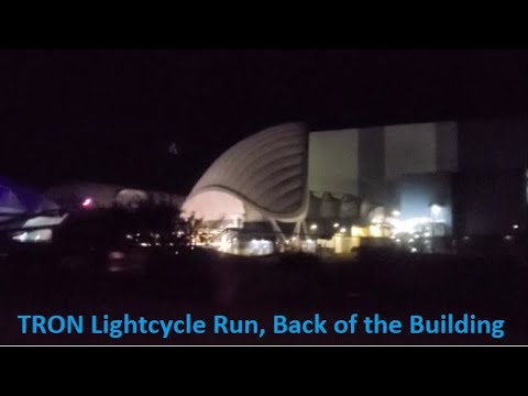TRON Lightcycle Run quick view of the back of the building, at night ...