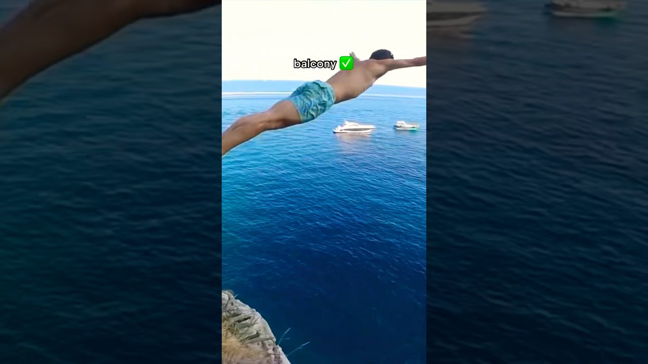 Fearless Balcony Jump Into The Sea! - YouTube