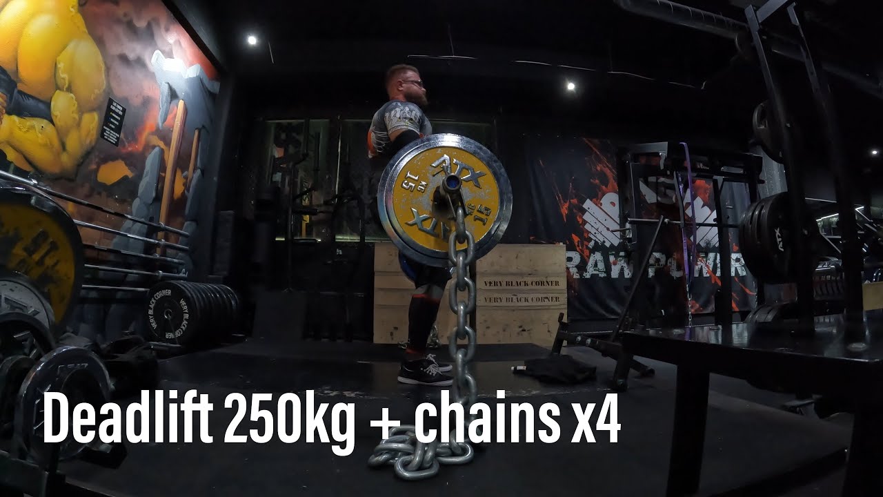 Deadlift 250kg + chains x4 - YouTube