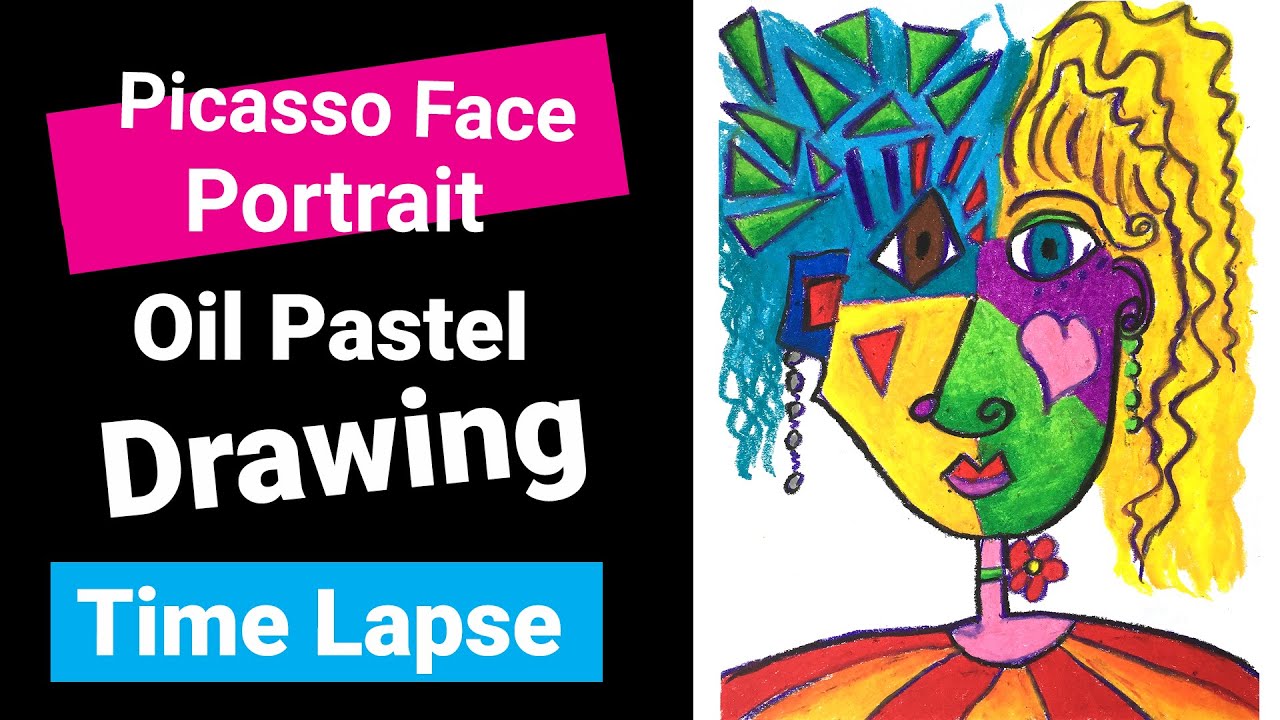 How to draw a Picasso Style portrait on White Paper with Oil Pastels ...