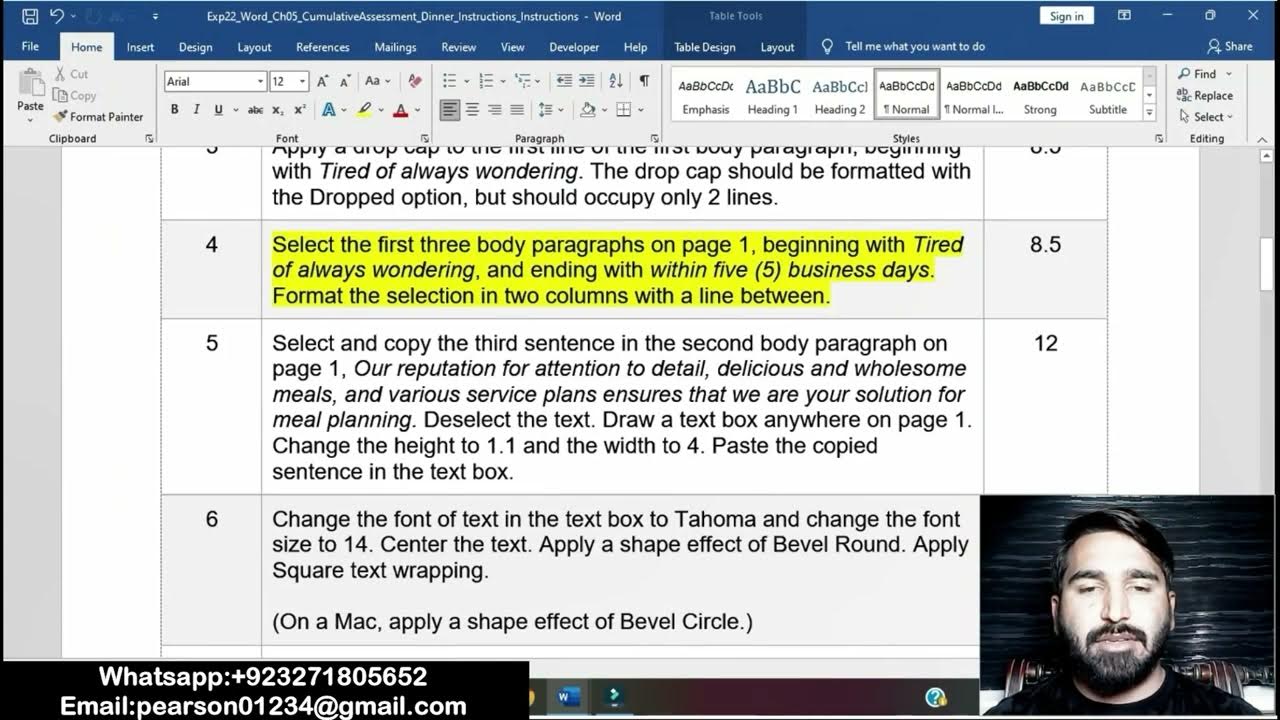 Exp22_Word_Ch05_CumulativeAssessment_Dinner_Instructions/Word_Ch05_CumulativeAssessment_Dinner ...