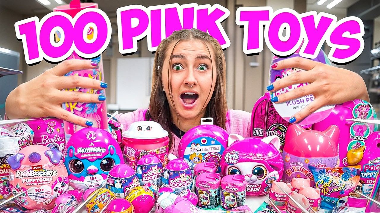 Unboxing 100 *PINK* Mystery toys!!😱🎁 *RARE FINDS* - YouTube