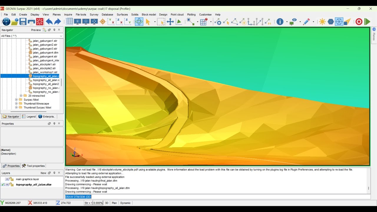 Membuat Design Jalan Hauling Tambang Batubara dengan surpac - YouTube