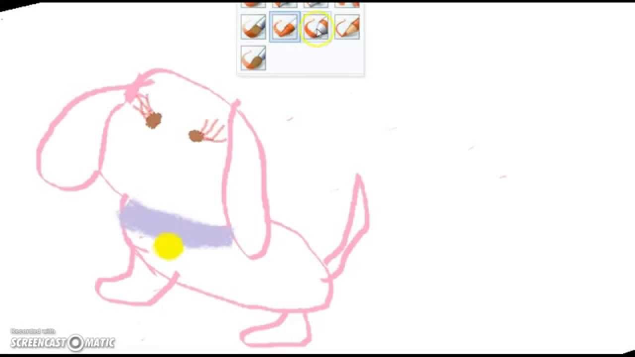 me drawing a dog on the computer paint app how to draw - YouTube