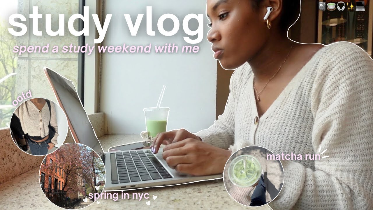 study vlog 💻 spend the weekend studying with me! *homework, spring in ...