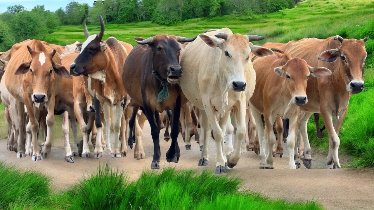 Herding Tame Cows Every Afternoon | Funny Cow Sounds, Dancing Cows ...