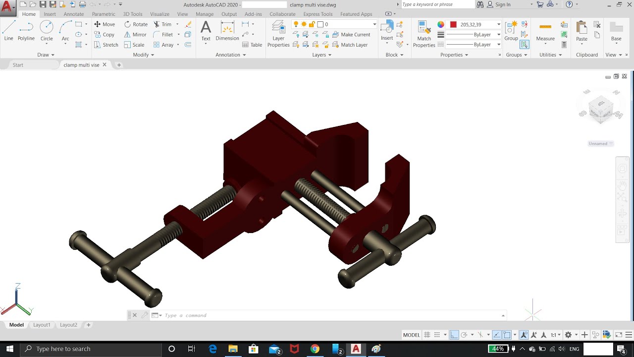 Clamp multi vice tool in autocad 3d (ⓐⓤⓣⓞⓒⓐⓓⓒⓜⓓ) - YouTube