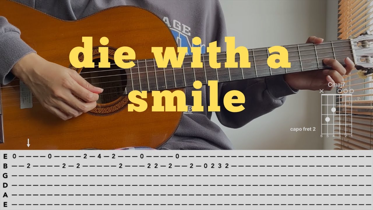 die with a smile - bruno mars & lady gaga | simple guitar tabs + chord ...