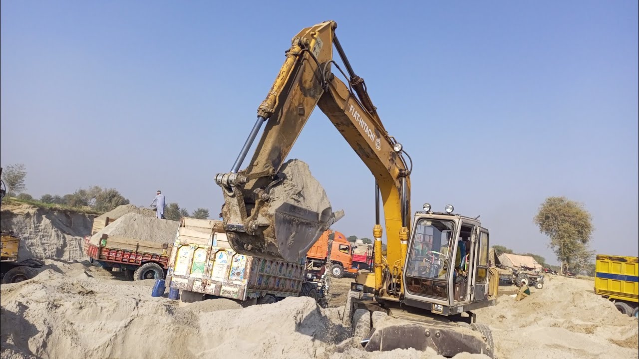 Hitachi Excavator Loading Trucks | Excavator Sand Mining Operation ...