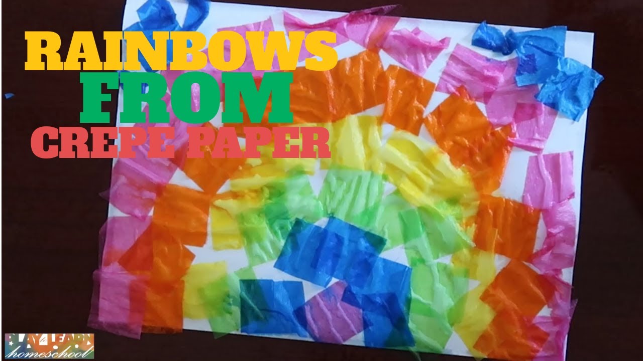 Painting Rainbows with Crepe Paper Preschool Activity - YouTube