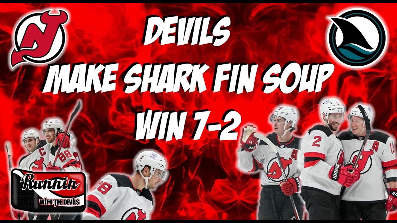 NJ Devils Make Shark Fin Soup Crushing SJ Sharks 7-2 - YouTube