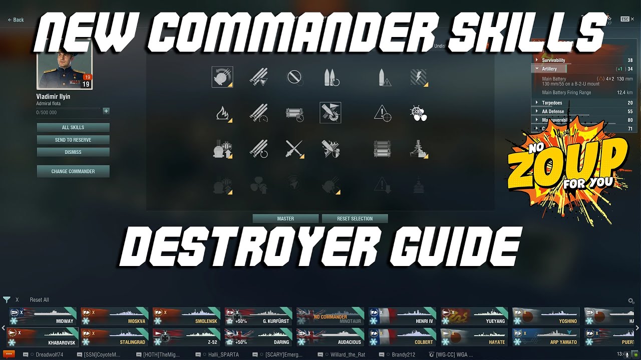 World of Warships New Commander Skills Destroyer Guide - YouTube